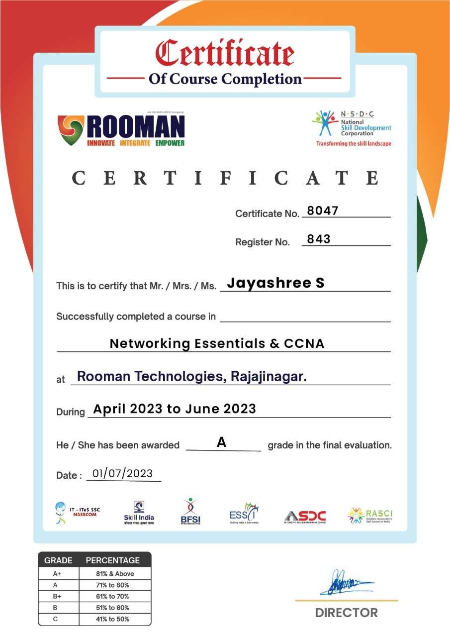 CCNA Certification Course | Rooman Technologies