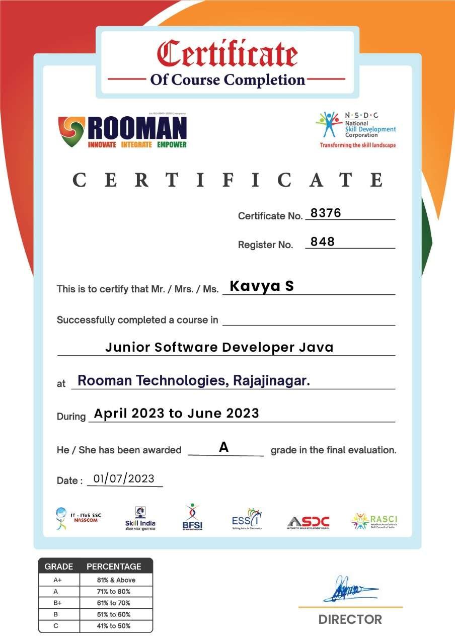 Junior Software Developer Java - Rooman Technologies